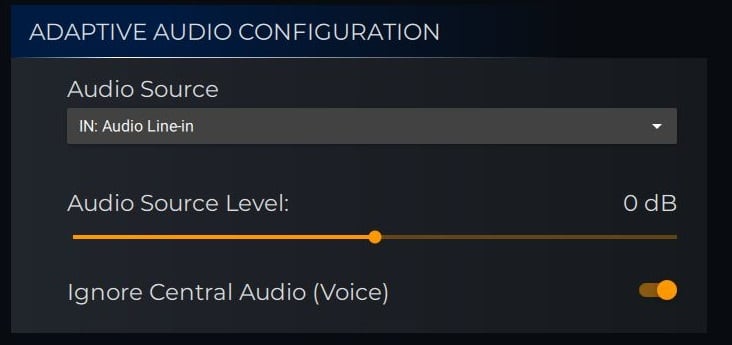 Adaptive Audio Mode (HaptiSync Hub, D-BOX VIBE or HEMC)